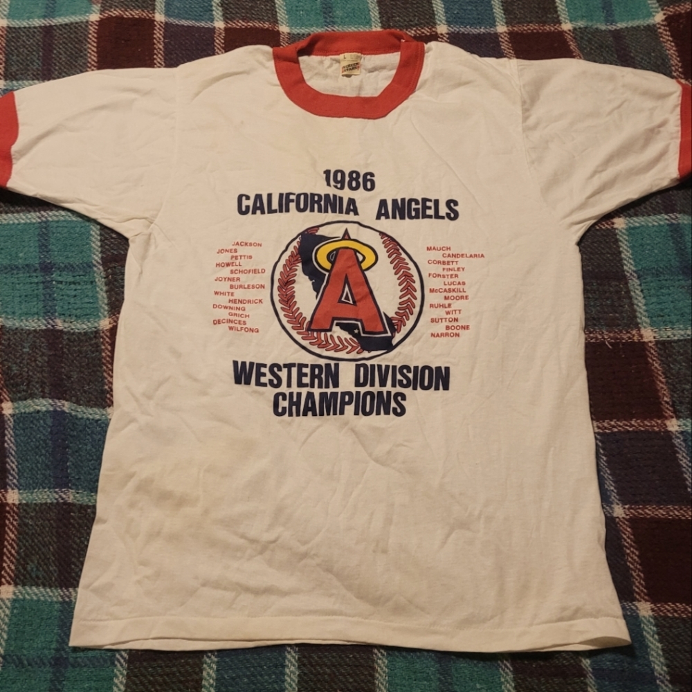 1986 California Angels Western Division Champions T-S… - Gem